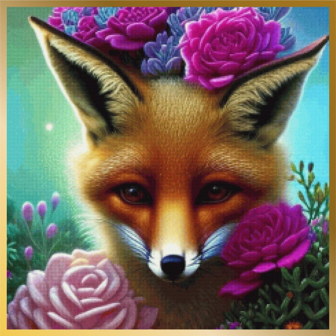 Fox the Queen of Flowers - Diamond Painting Kit – Diamond Art World Kits